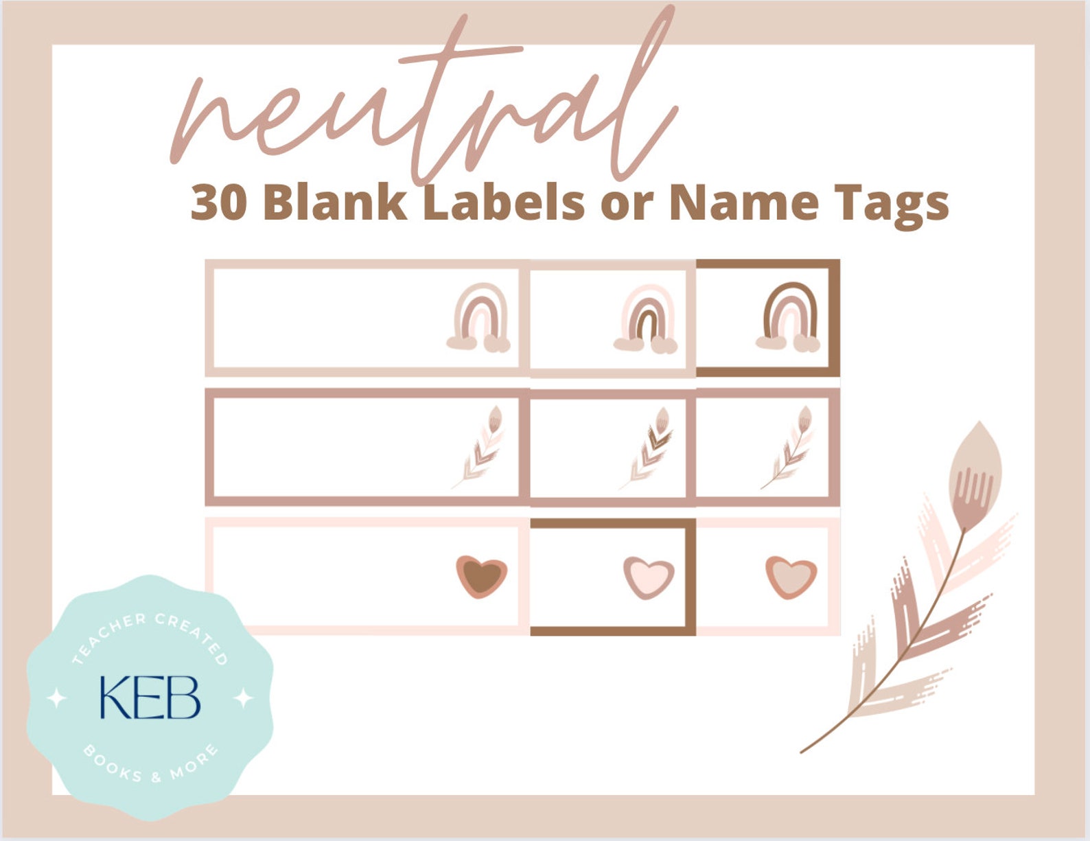 30 Neutral Blank Name Tags or Labels - Etsy