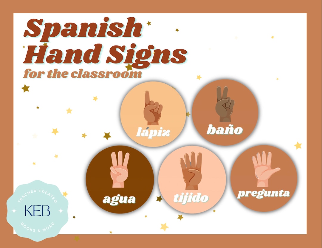 Carteles de señales con la mano neutral en español para el aula - Etsy ...