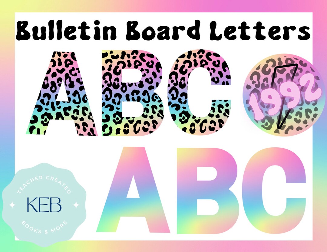 1992 Rainbow & Cheetah Letters Bulletin Board A-Z 2 Sets - Etsy