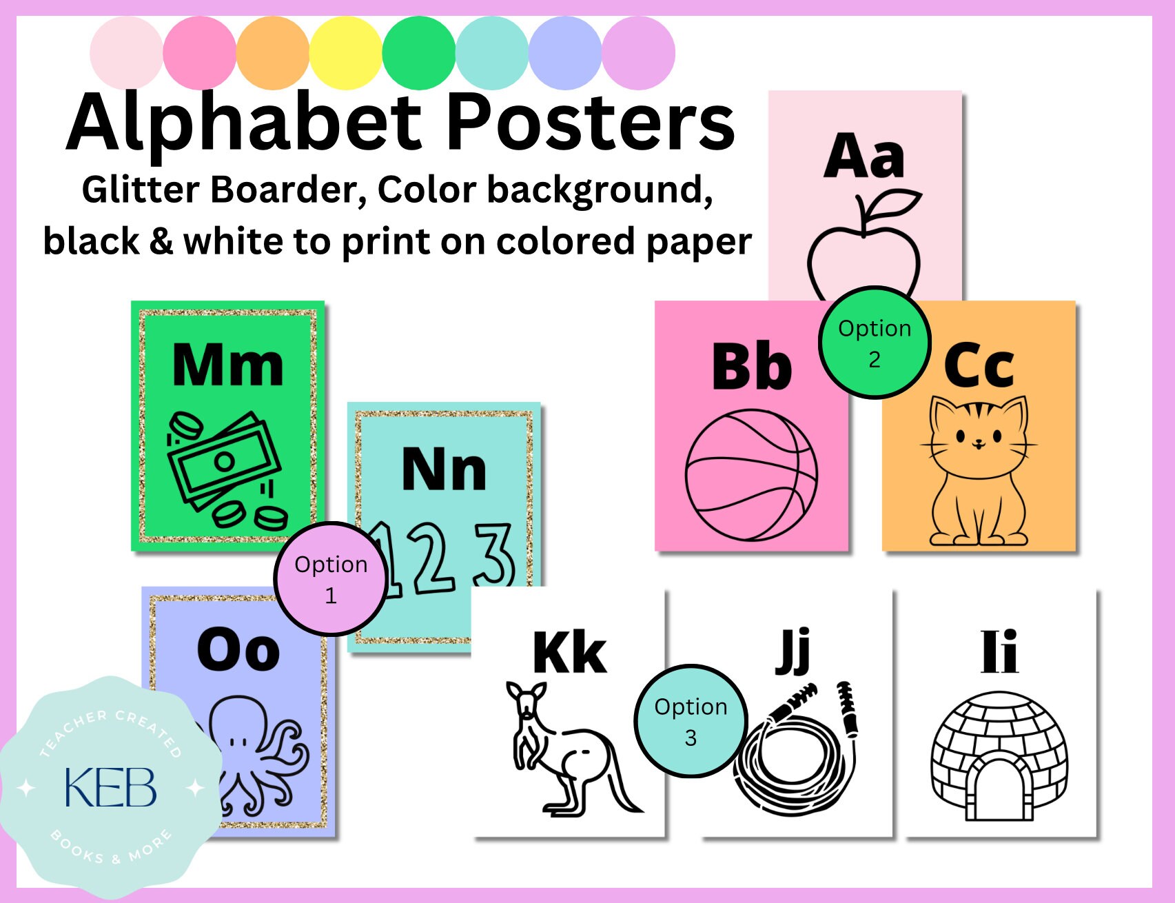 Rainbow Varsity Glitter Alphabet Posters - Etsy