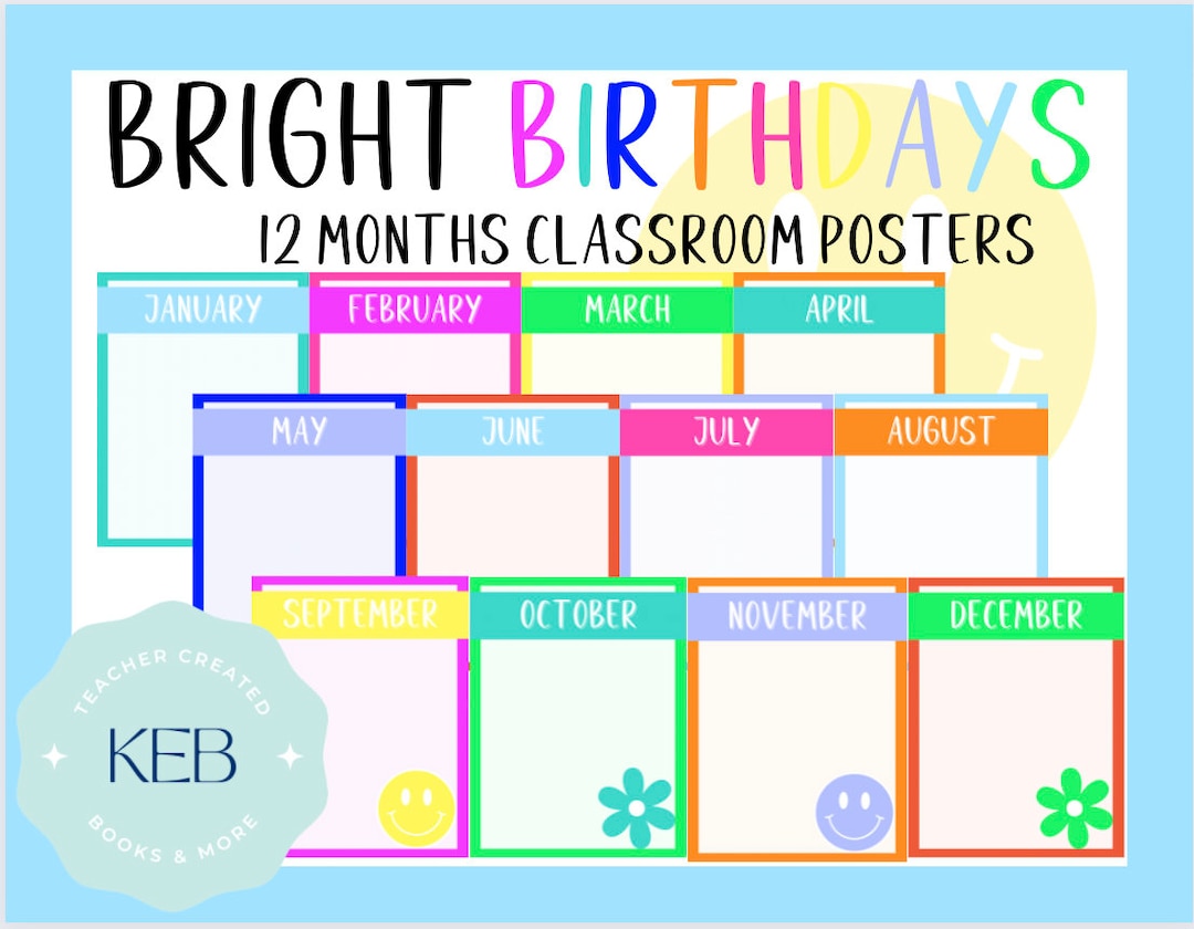 Bright Birthday Posters - Etsy