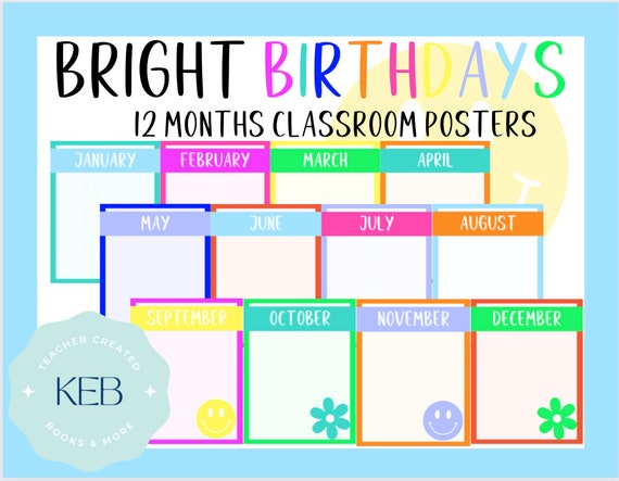 Bright Birthday Posters - Etsy