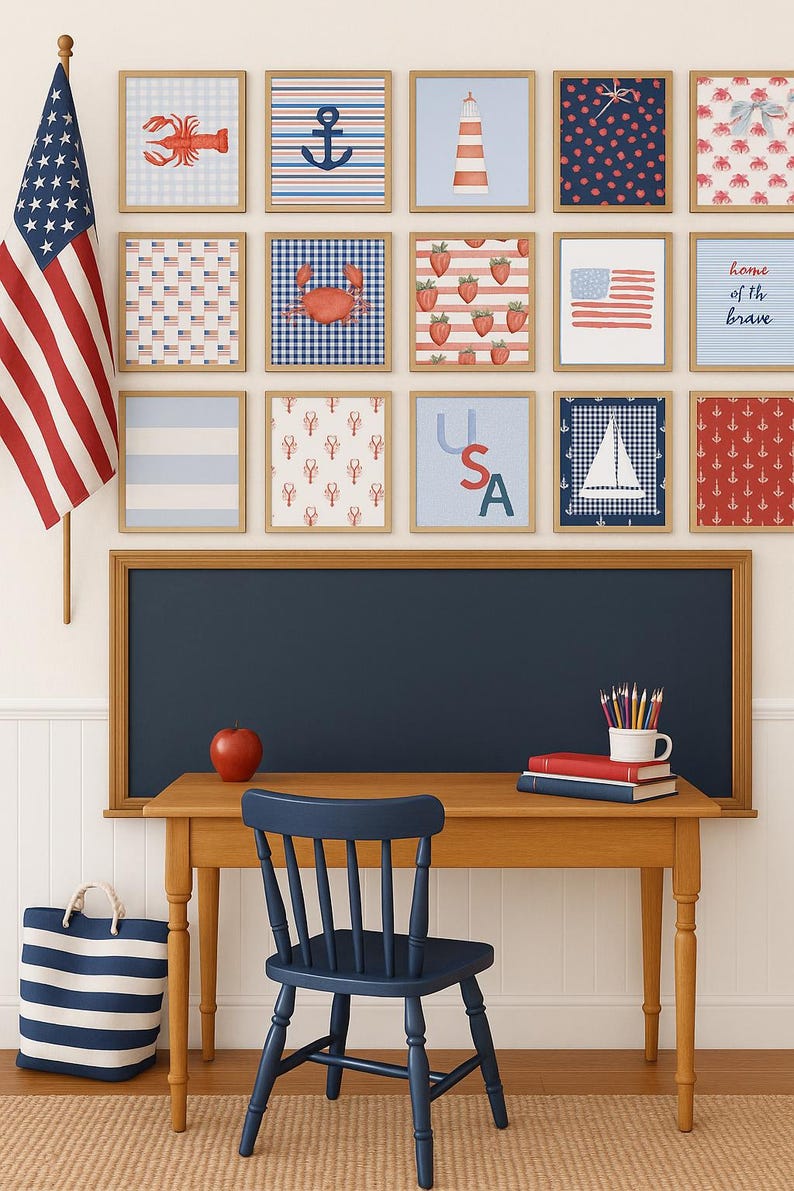 30 Coastal Americana Classroom Posters | Patriotic Decor | Digital ...