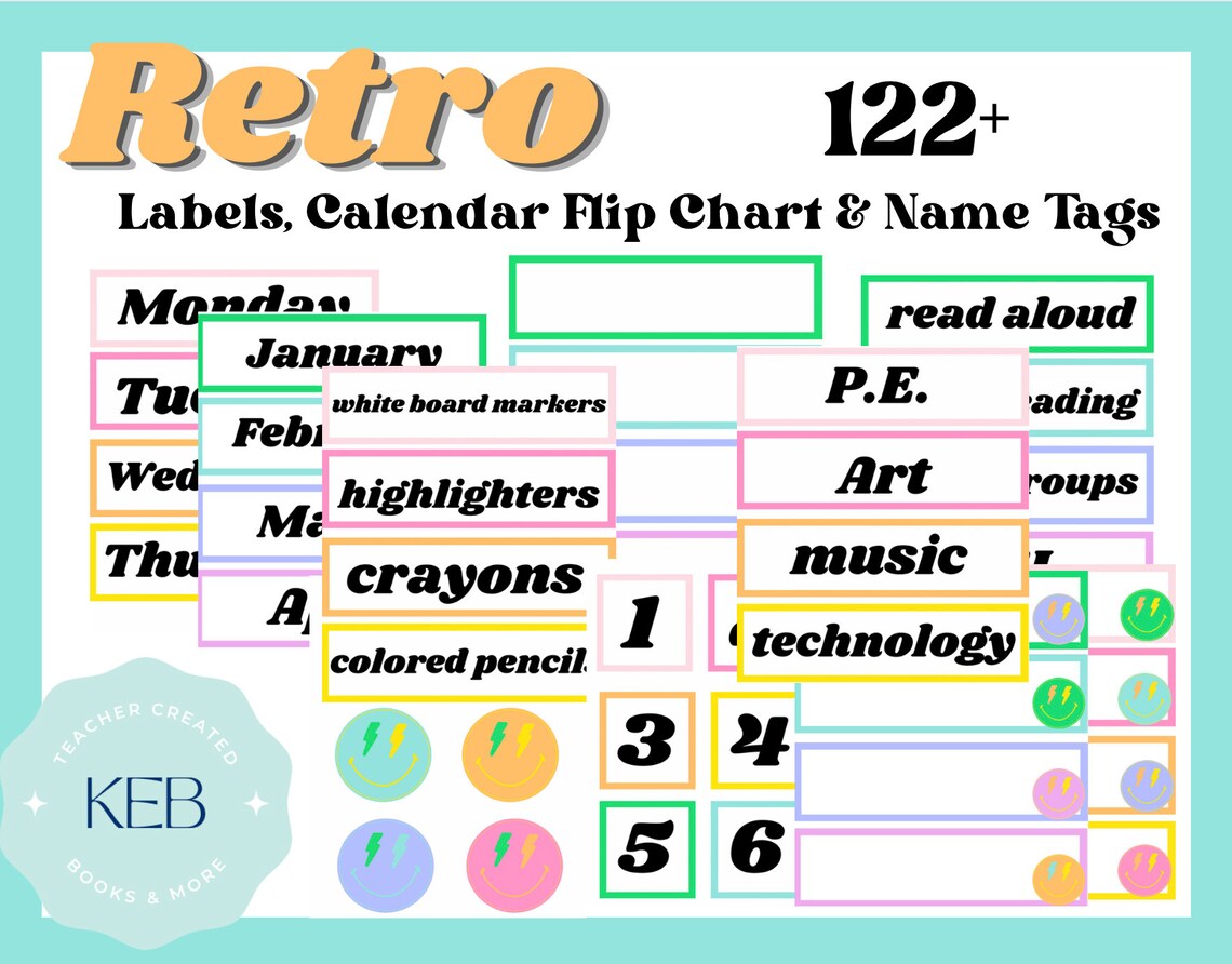 Retro Classroom Decor Kit - Etsy