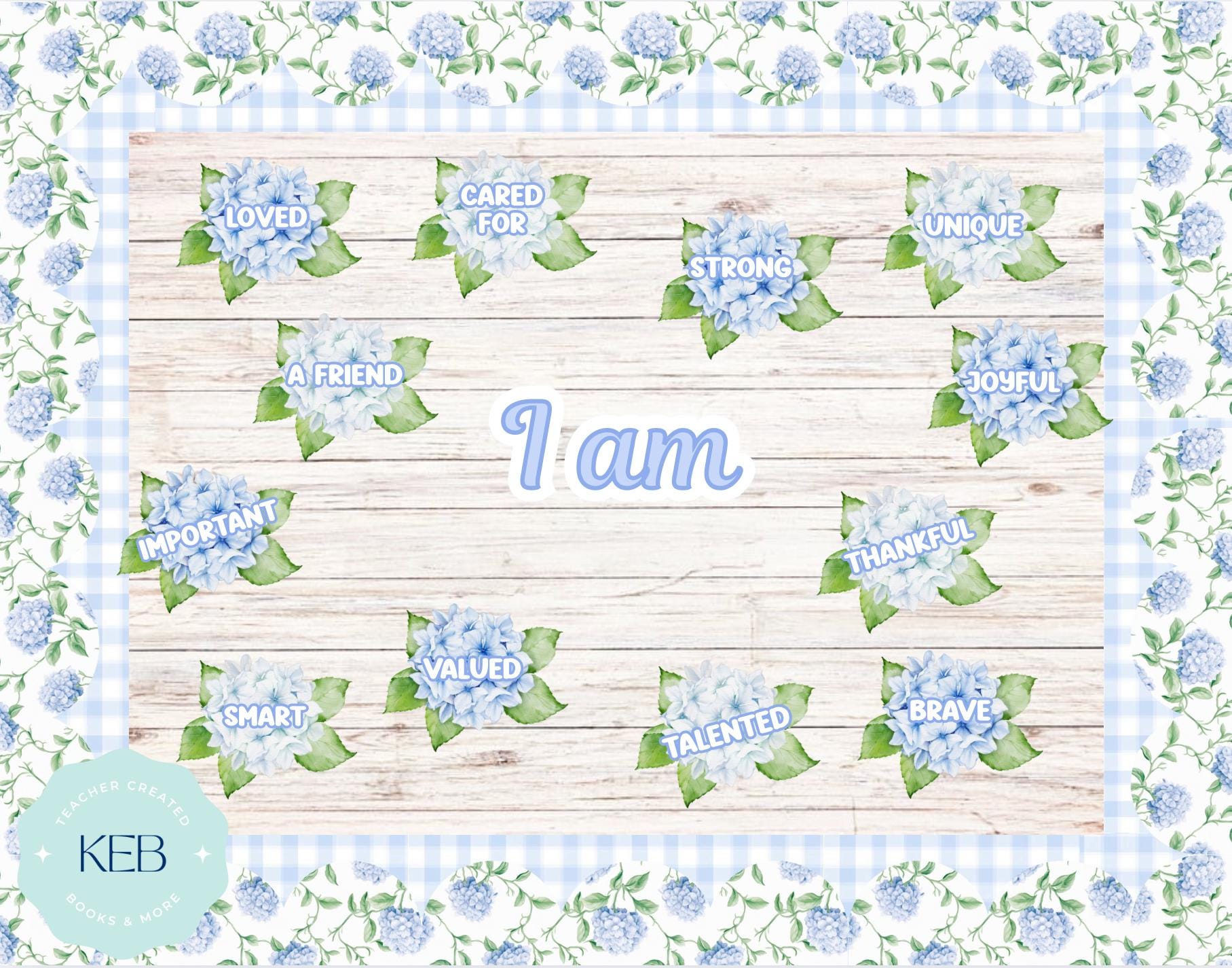 Preppy Blue Hydrangea Affirmation Bulletin Board - Etsy