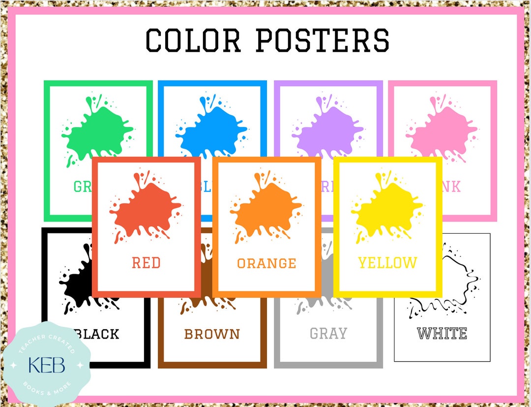 Rainbow Varsity Glitter Color Posters - Etsy