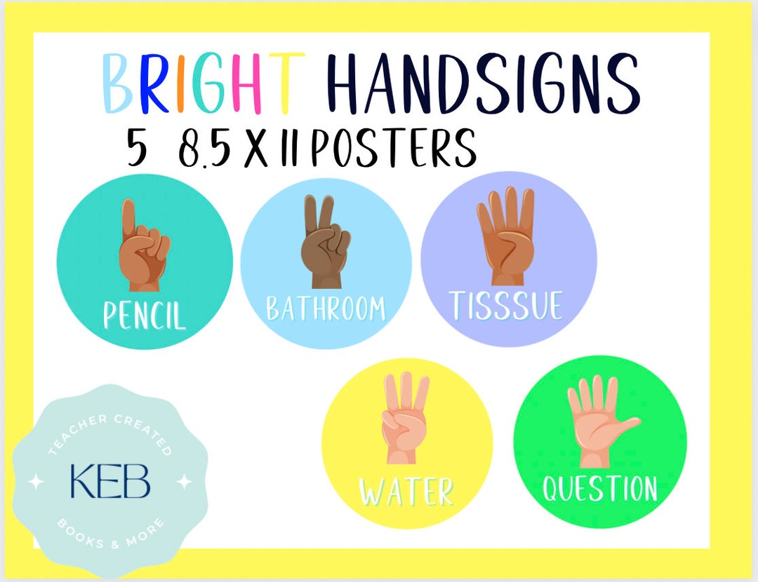 Bright Hand Sign Posters - Etsy