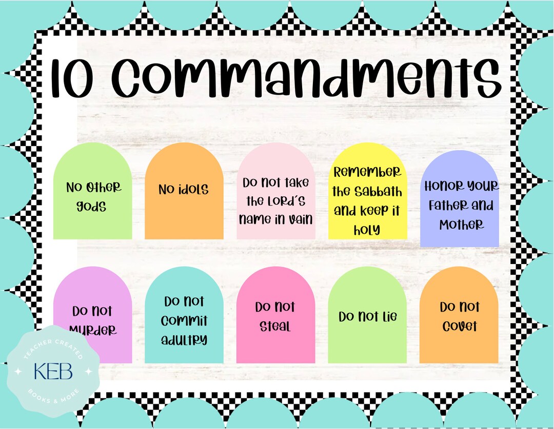 10 Commandments Bright Bulletin Board Kit - Etsy
