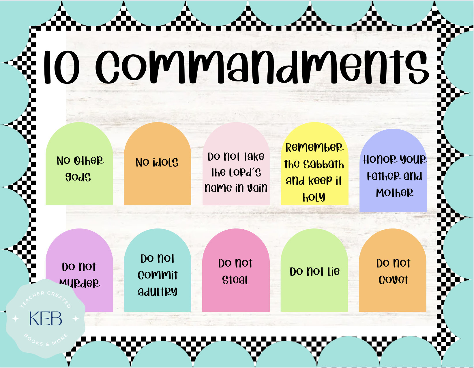 10 Commandments Bright Bulletin Board Kit - Etsy