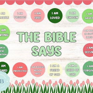 2 Matching Biblical Affirmation Bible Verse Botanical Bulletin Board ...