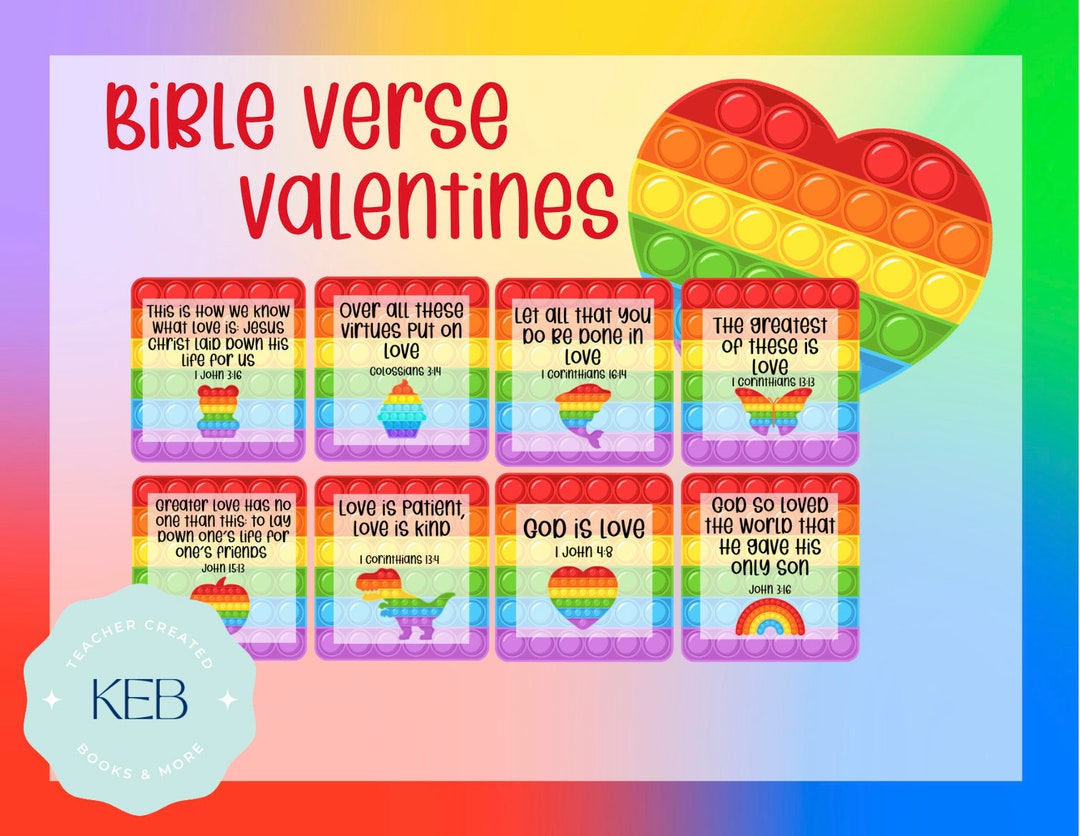 Printable Bible Verse Valentines With POP - Etsy