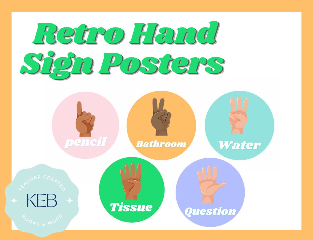 Retro Hand Sign Posters - Etsy