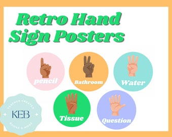 Multicultural Hand Signal Posters Retro Classroom Management - Etsy