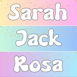 Editable Bright Rainbow Name Tags - Etsy