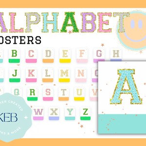Rainbow Varsity Glitter Alphabet Posters for the Classroom - Etsy