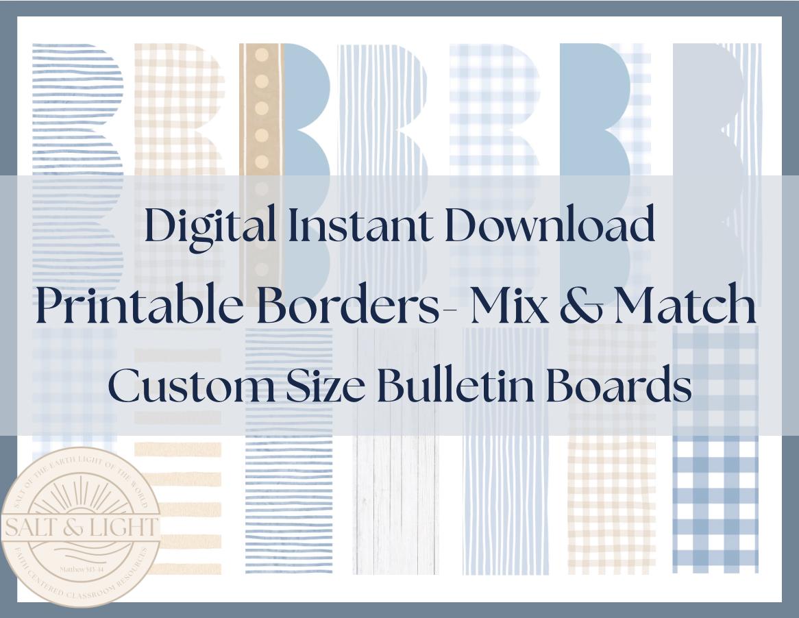 Bulletin Board Borders Printable | Neutral Blue Classroom Decor ...