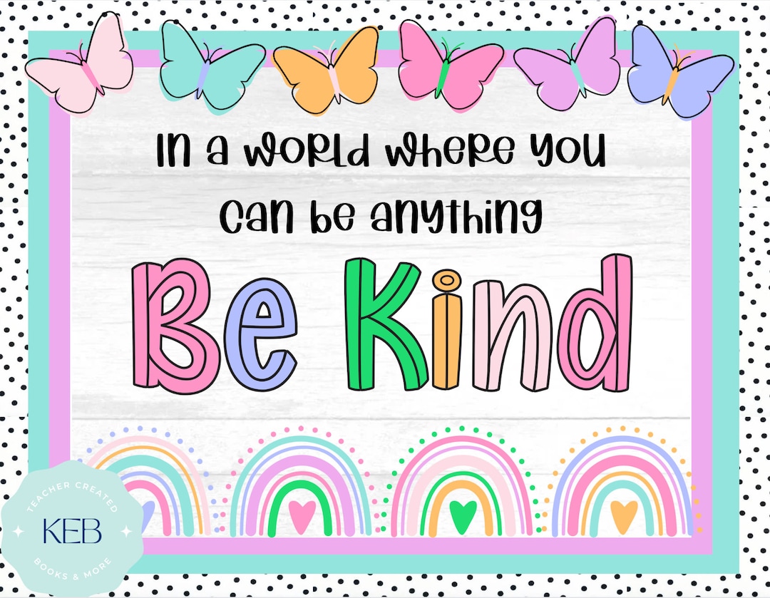 Rainbow Be Kind Bulletin Board With Letters A-Z - Etsy