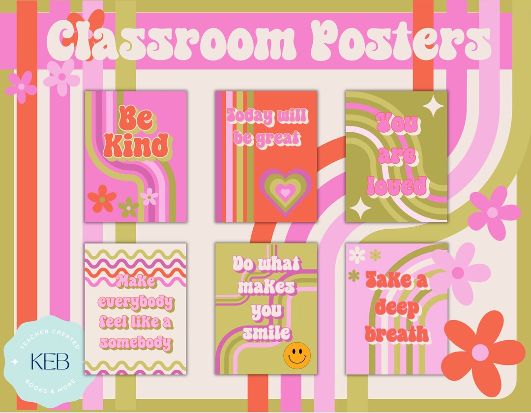 6 Retro Inspirational Classroom Posters - Etsy