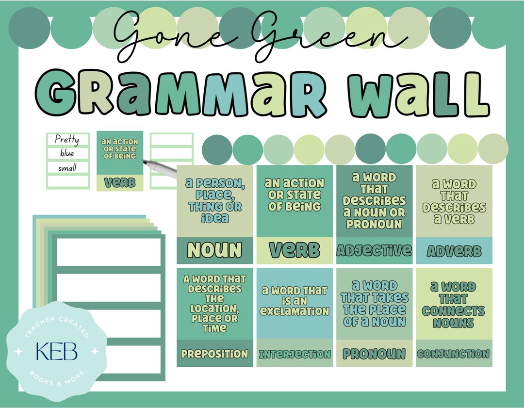 Gone Green Grammar Wall Kit for the Classroom - Etsy