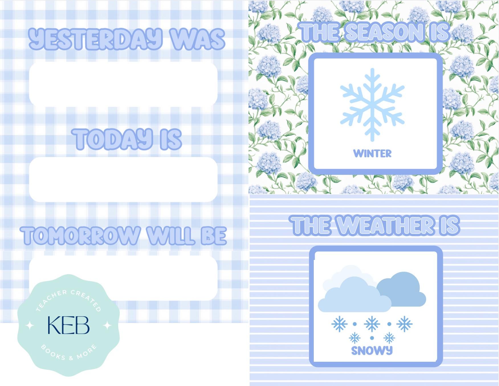 Preppy Blue Hydrangea Calendar Kit - Etsy