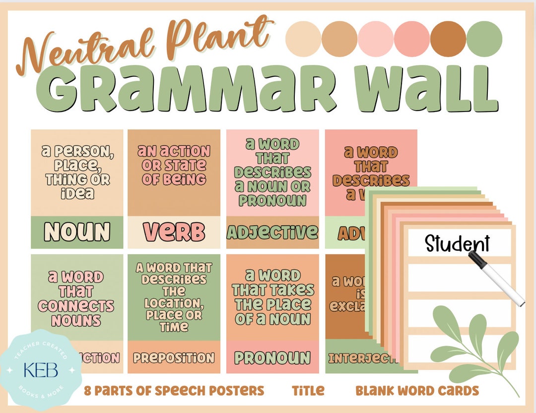 Neutral Grammar Wall Kit for the Classroom - Etsy