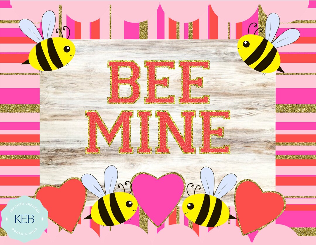 Bee Mine Valentines Varsity Glitter Bulletin Board Kit - Etsy