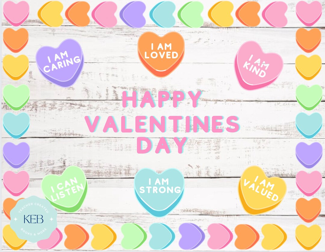 Valentines Conversation Heart Affirmation Bulletin Board Kit - Etsy