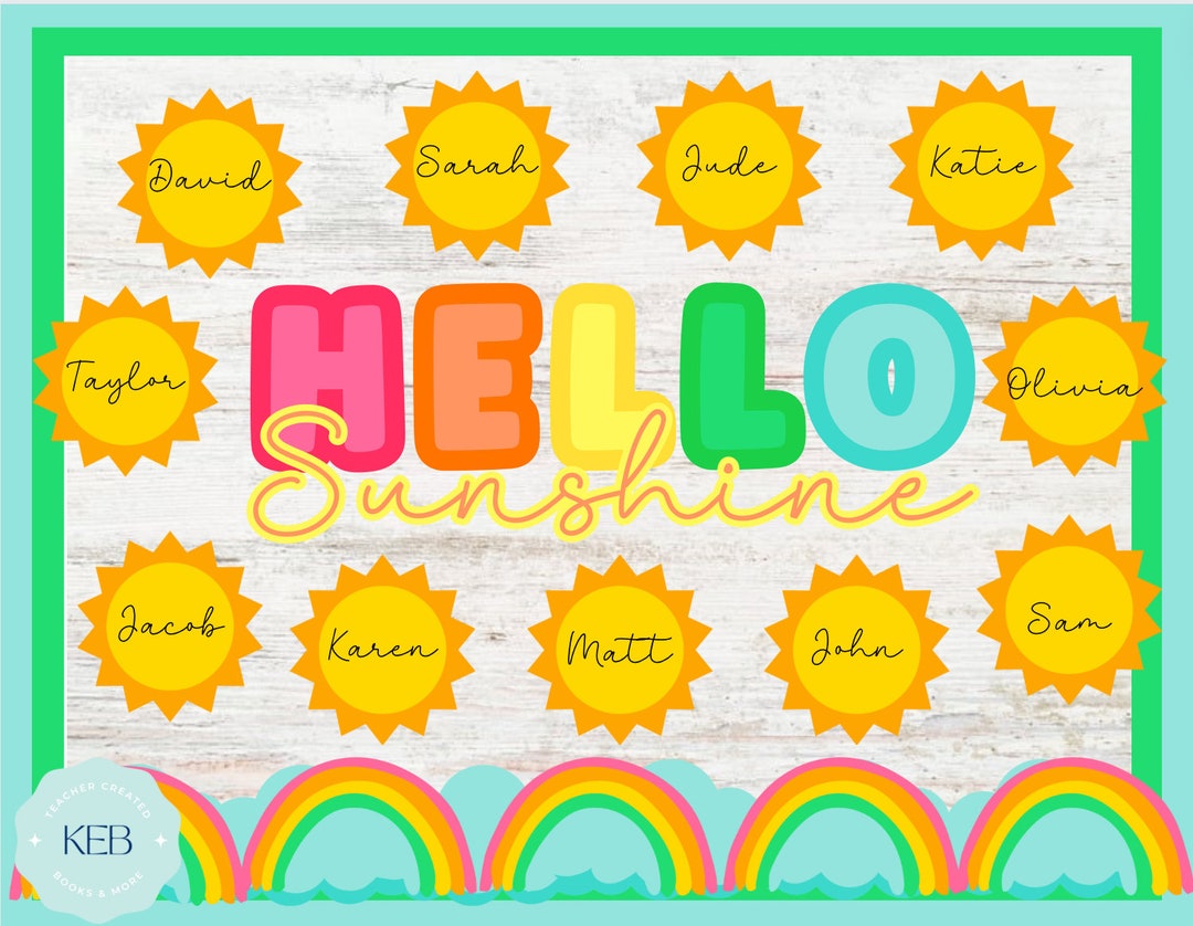 Hello Sunshine Editable Option Bulletin Board Kit - Etsy
