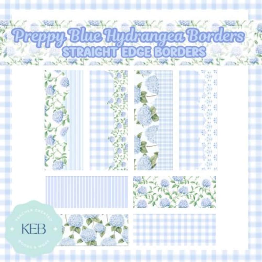 Preppy Blue Hydrangea Straight Bulletin Board Borders - Etsy