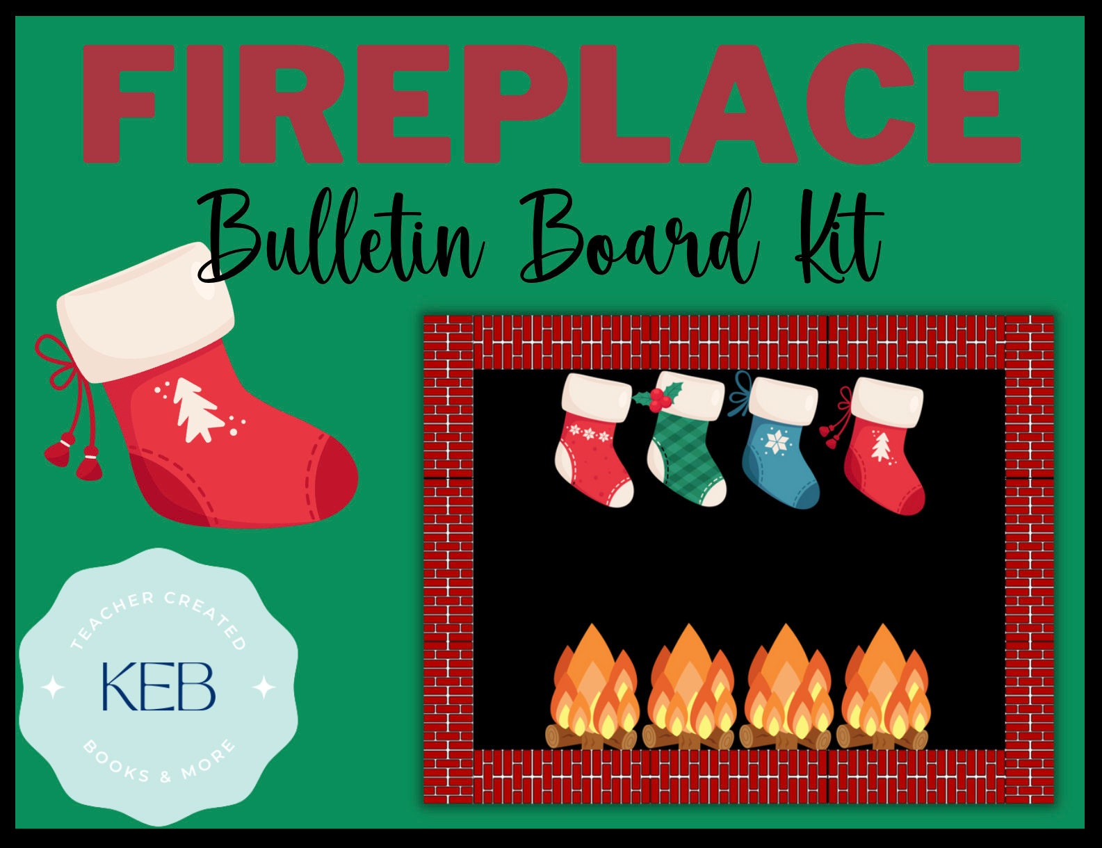 Fireplace Winter Christmas Bulletin Board Kit - Etsy