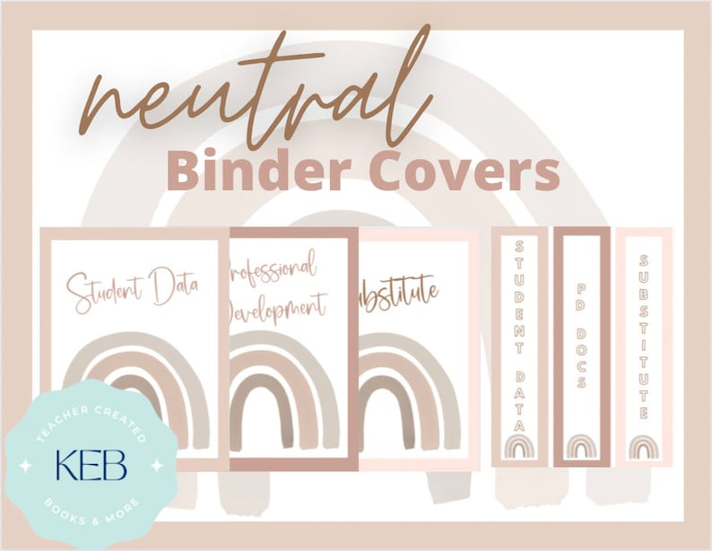 Neutral Teacher Binder Covers - Etsy