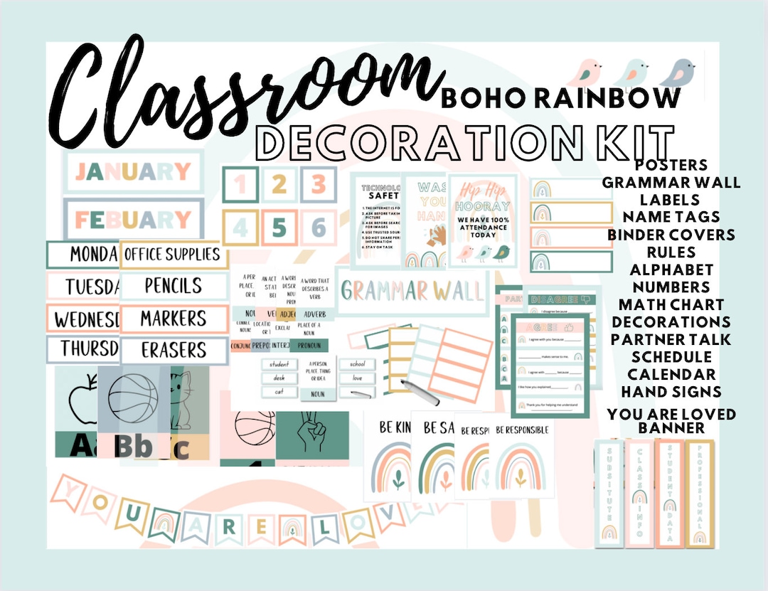 Boho Rainbow Themed Classroom Kit - 20+ Products Bundled - Etsy
