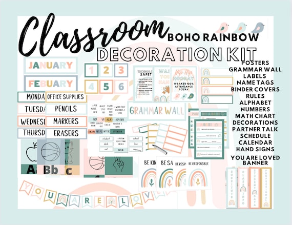 Boho Rainbow Themed Classroom Kit 20 Products Bundled - Etsy