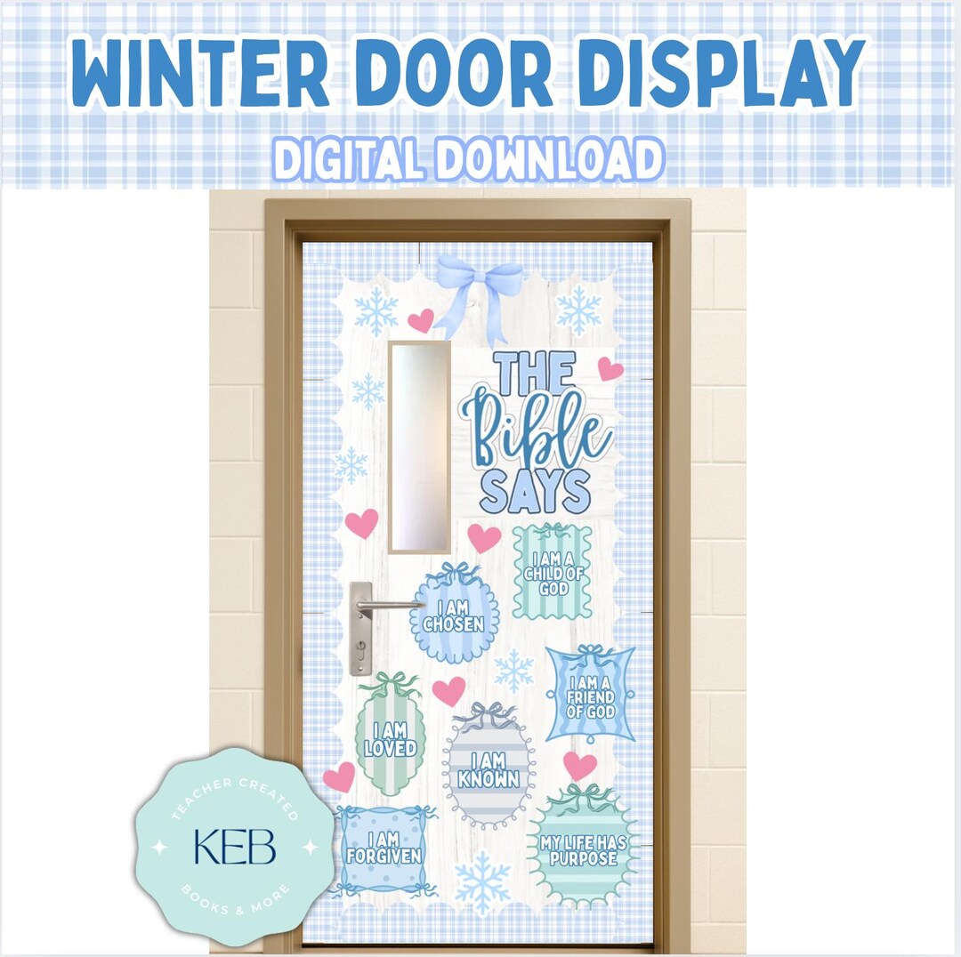 Editable Christian Door Display | Winter Blue Biblical Promises ...
