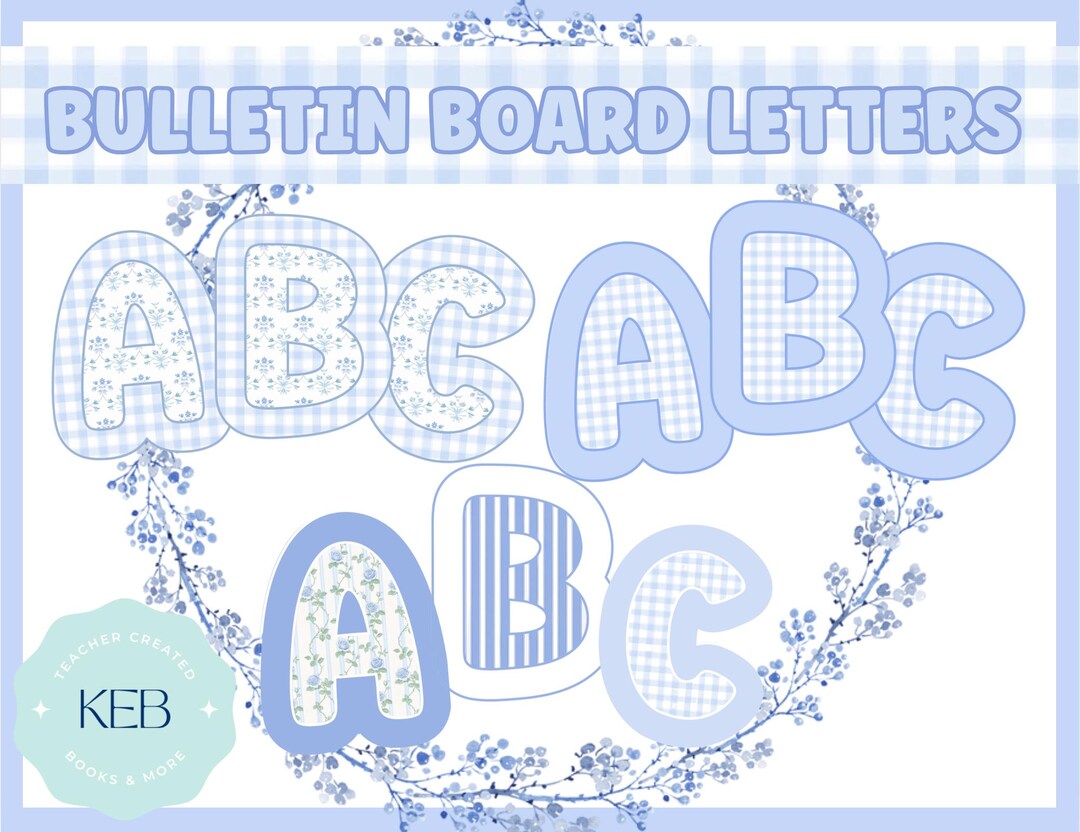 3 Sets of Hydrangea Blue Bulletin Board Letters - Etsy