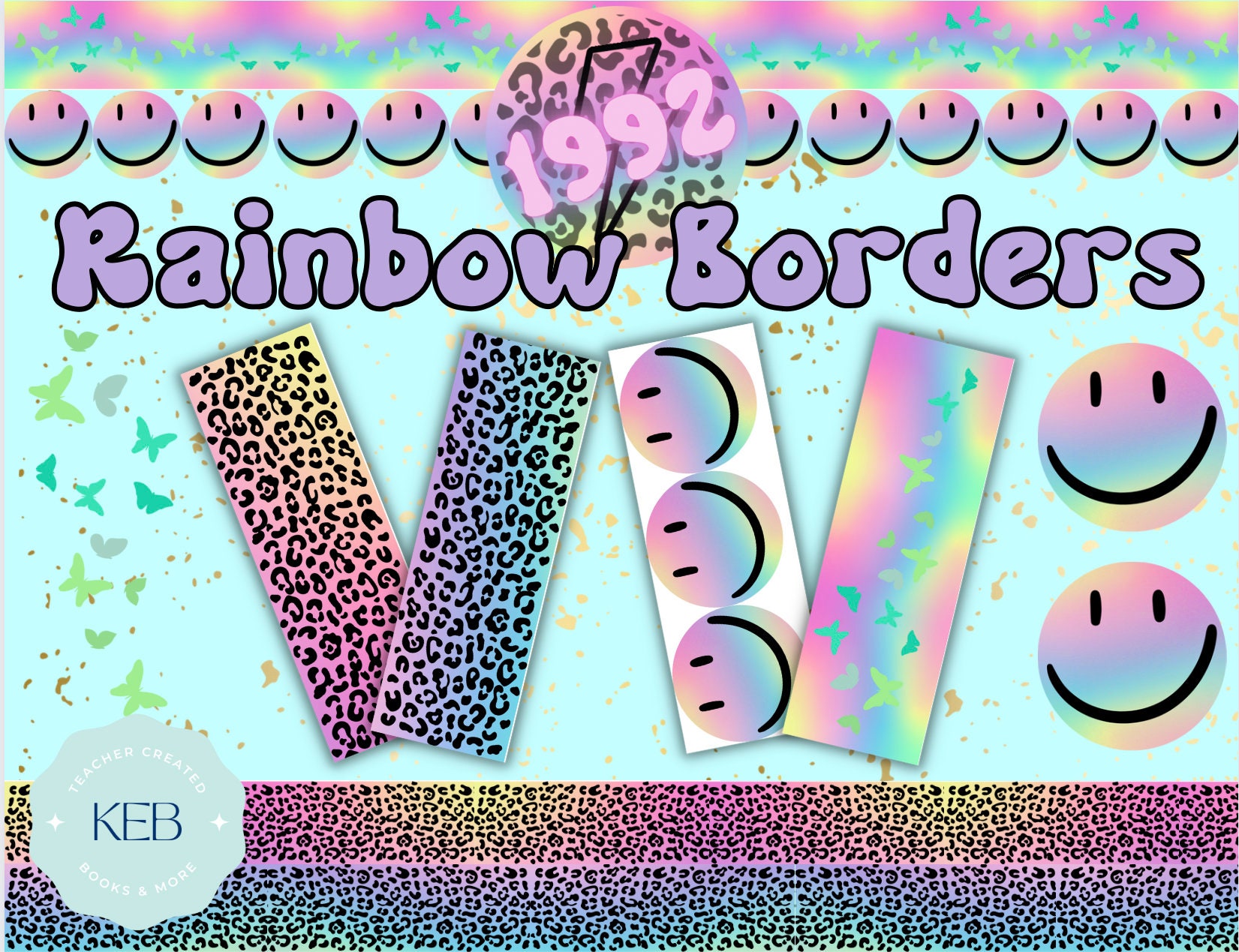 1992 Retro Rainbow Cheetah Classroom Decor Kit Bundle With 12 - Etsy