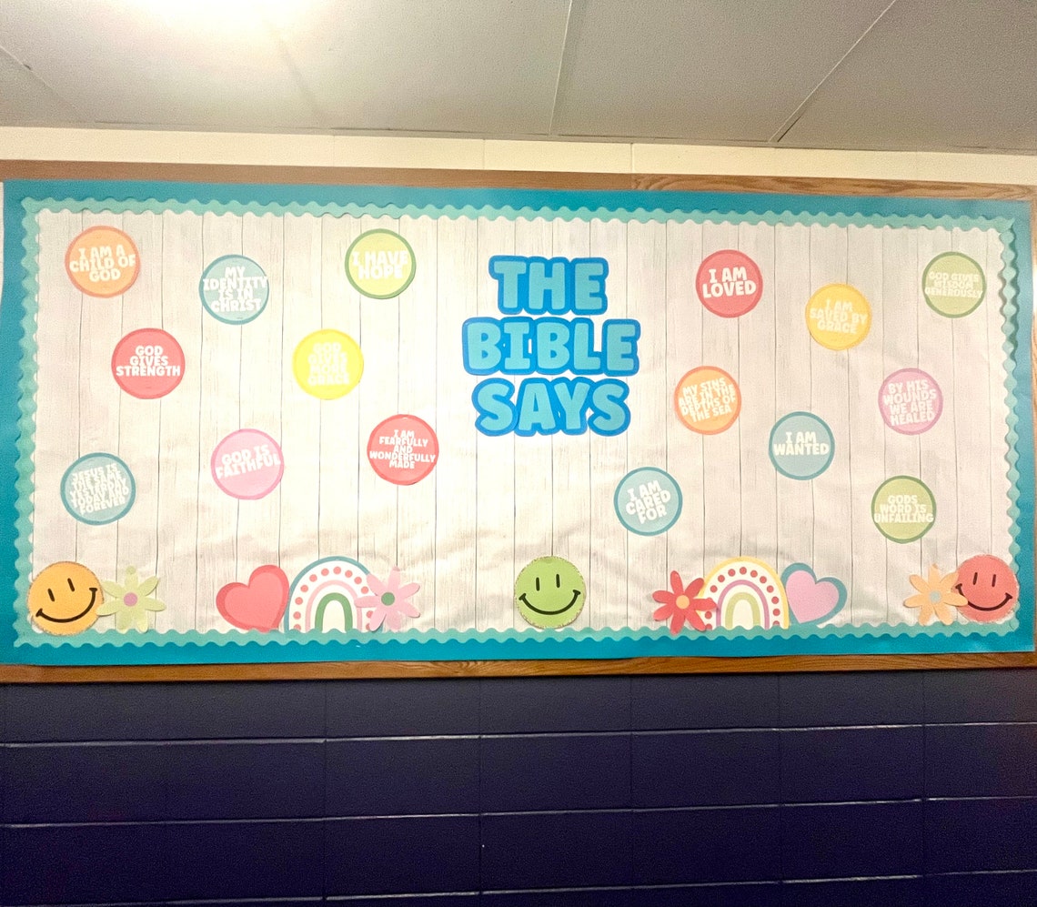 The Bible Says Bright Bulletin Board Kit With Gods Promises for Kids - Etsy