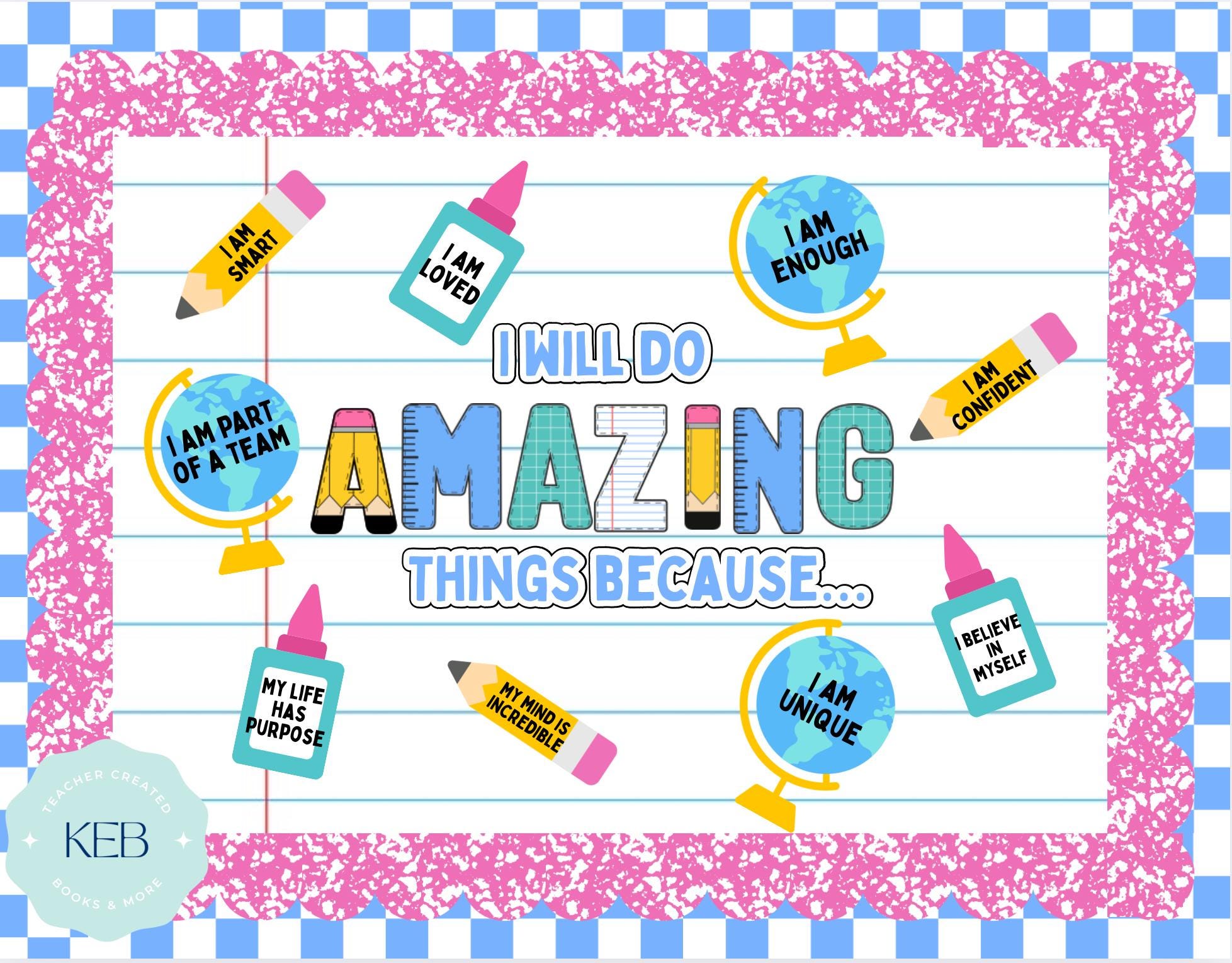 Editable School Supplies Affirmation Bulletin Board Kit | Back to ...