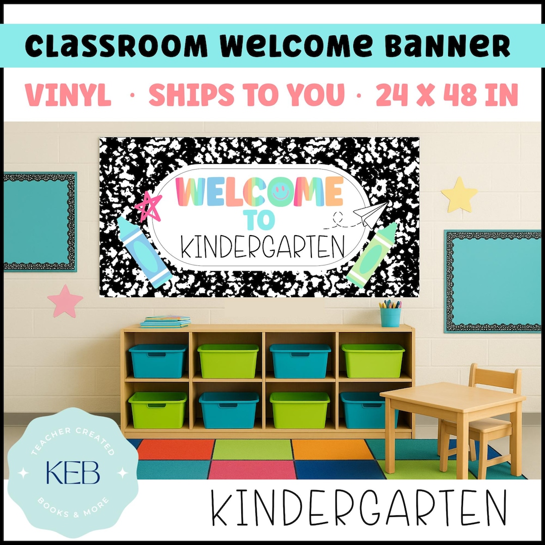 Welcome to Kindergarten Vinyl Banner | 24x48 Composition Bright ...
