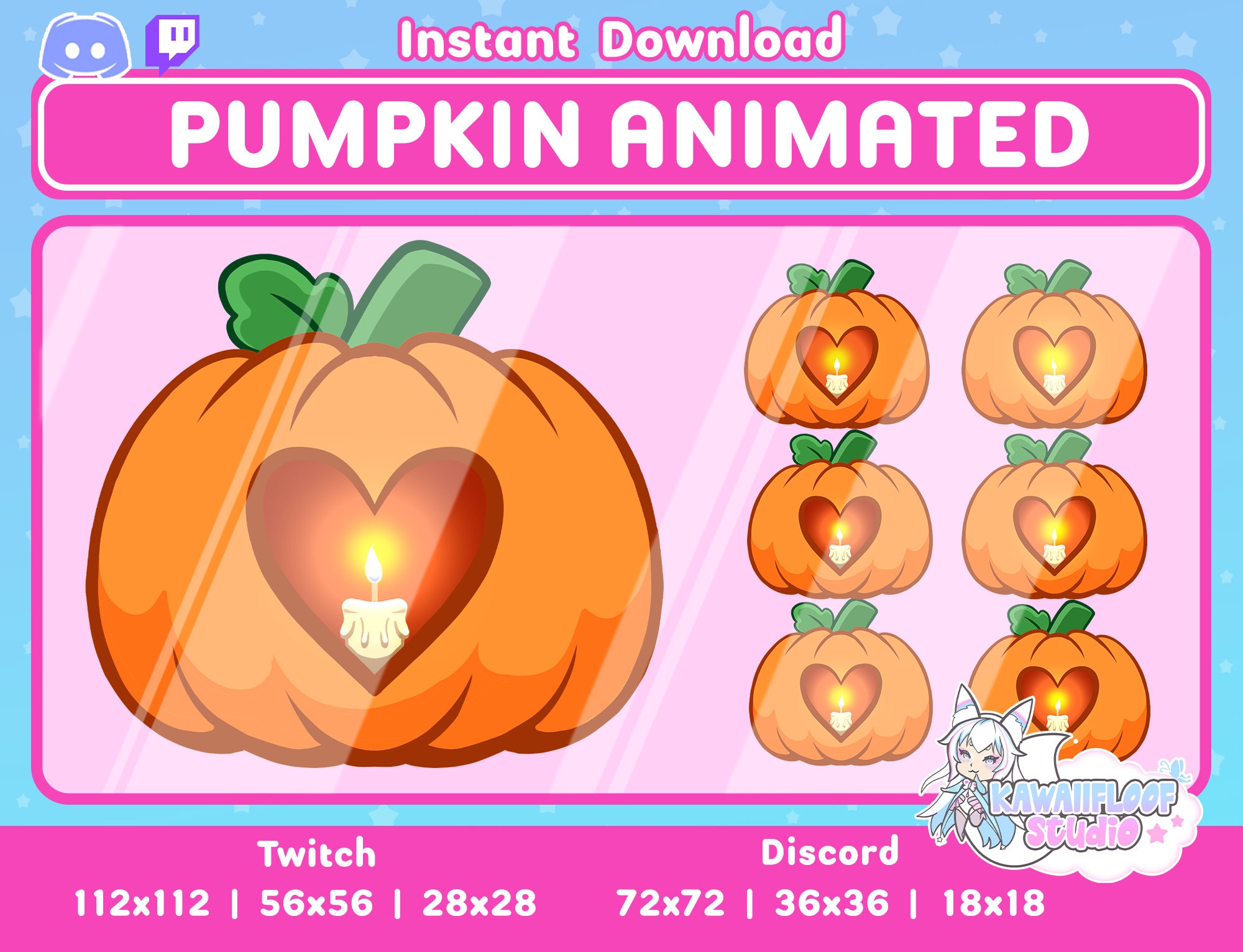 Pumpkin Emote | Animated | Halloween Twitch Discord Heart - Etsy