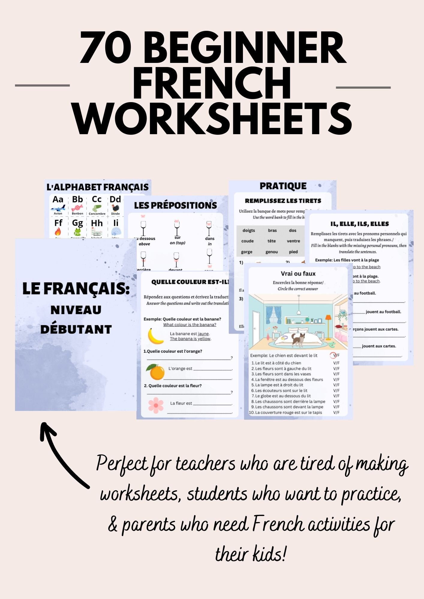 70 Beginner French Worksheets - Etsy