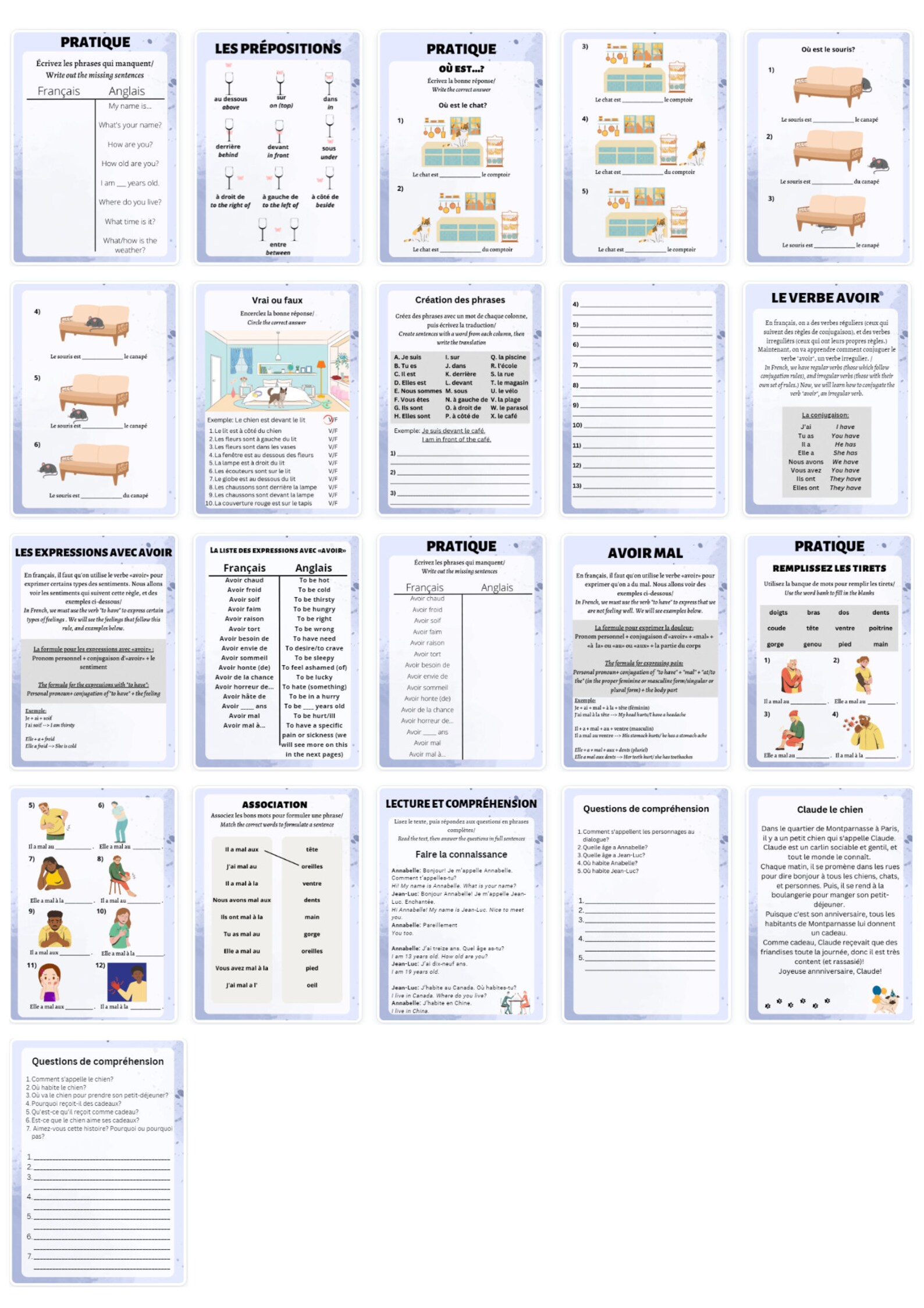70 Beginner French Worksheets - Etsy