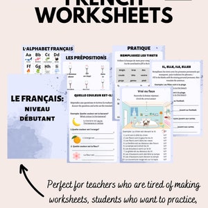 70 Beginner French Worksheets - Etsy