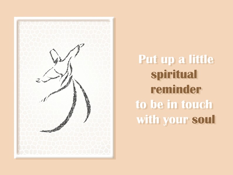 Minimalist Whirling Dervish Printable Sufi Wall Art Home Decor, Rumi ...