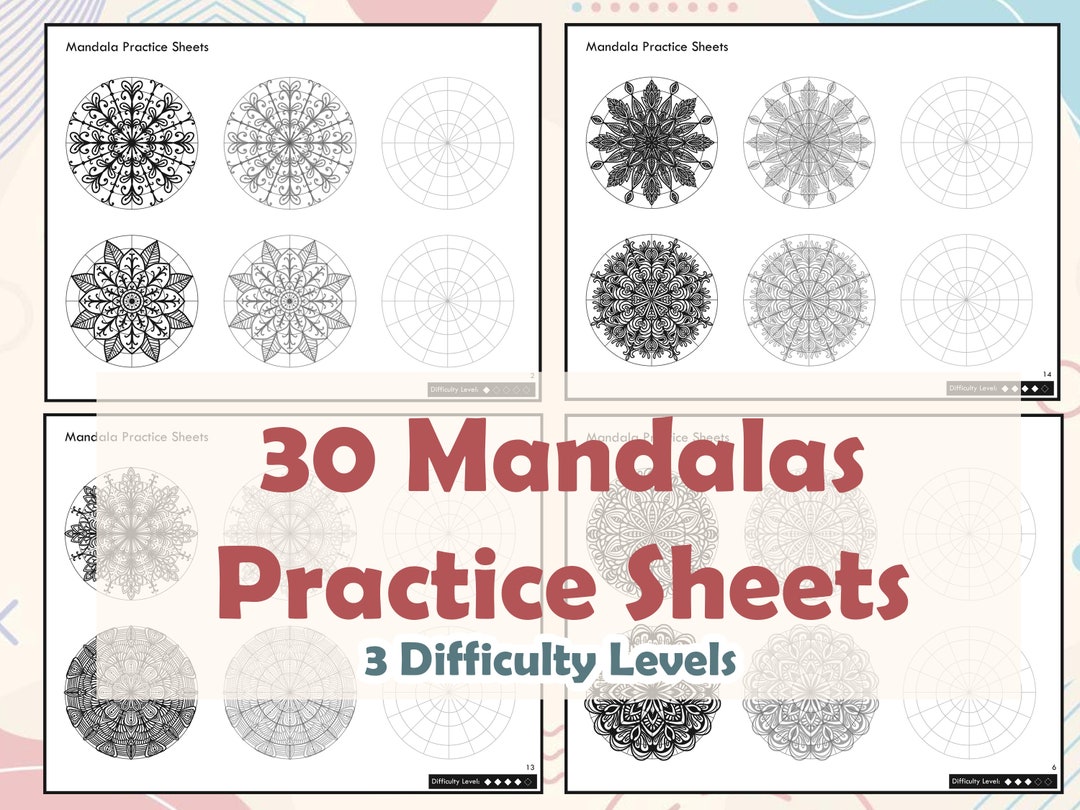 Mandala Practice Sheets, Mandala Training Patterns, Mandala Art Therapy, Printable Mandala ...