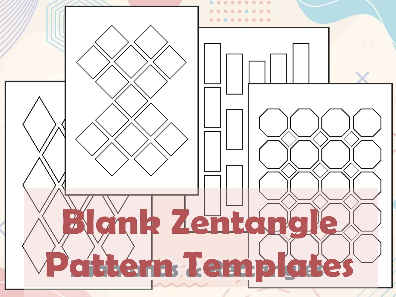 12 Zentangle Pattern Templates, Blank Zentangle Tiles, Creative ...