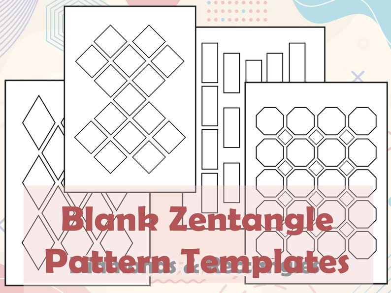 12 Zentangle Pattern Templates, Blank Zentangle Tiles, Creative ...