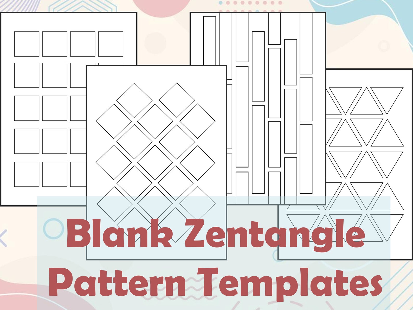 10 Zentangle Pattern Templates, Blank Zentangle Tiles, Creative ...