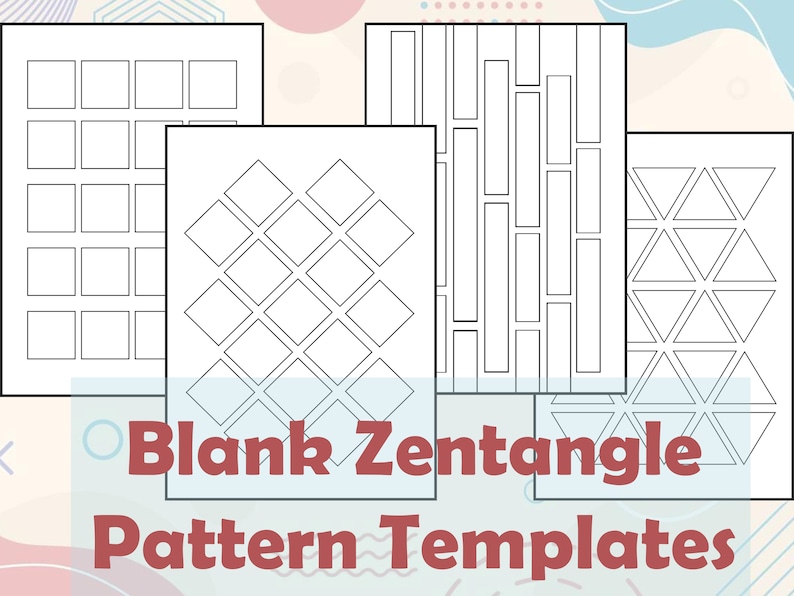 10 Zentangle Pattern Templates, Blank Zentangle Tiles, Creative ...