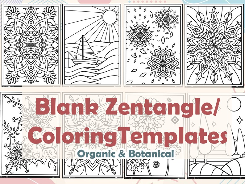 10 Creative Zentangle Patterns Practice Sheets, Botanical Zentangle ...